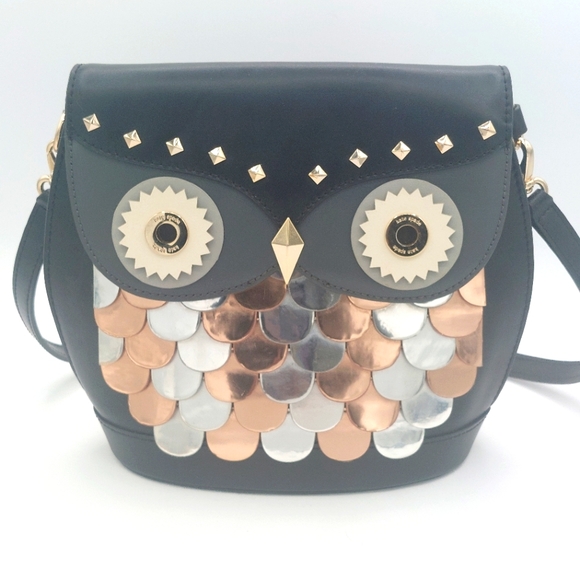 kate spade | Bags | Kate Spade Rare 24 Wise Owl Black Silver Copper ...